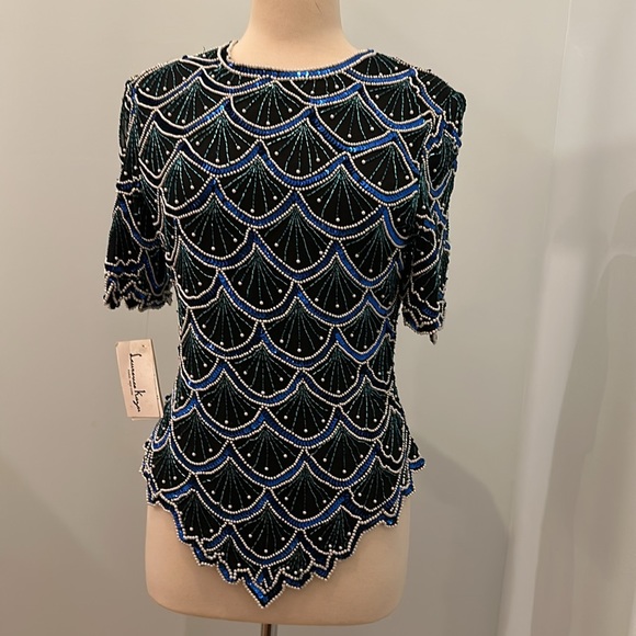 Tops | Laurence Kazar Paris New York Beaded Top | Poshmark